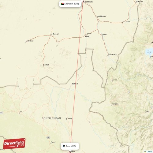 Direct flights from Khartoum to Juba, KRT to JUB non-stop ...