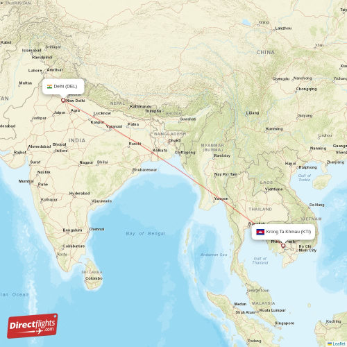 Direct flights from Phnom Penh to Delhi (KTI-DEL) - Directflights.com