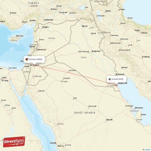 Direct flights from Kuwait to Amman, KWI to AMM non-stop ...