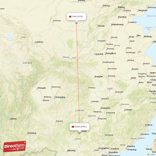Direct flights from Guilin to Yulin, KWL to UYN non-stop ...