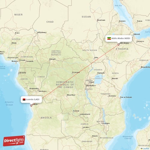 Direct flights from Luanda to Addis Ababa, LAD to ADD non-stop - Directflights.com
