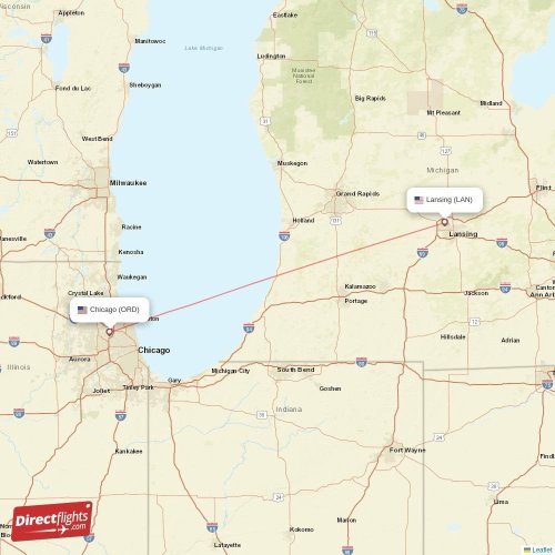 Direct flights from Lansing to Chicago (LAN-ORD) - Directflights.com
