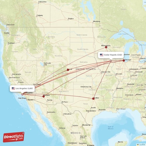 Direct flights from Los Angeles to Cedar Rapids, LAX to CID non-stop ...