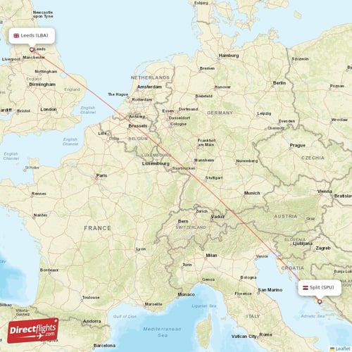 Direct flights from Leeds to Split, LBA to SPU non-stop - Directflights.com