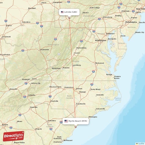 Direct flights from Latrobe to Myrtle Beach, LBE to MYR non-stop - Directflights.com