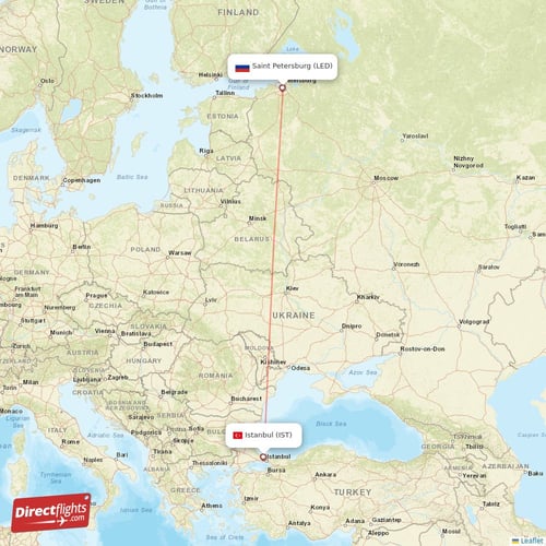 Direct flights from Saint Petersburg to Istanbul, LED to IST non-stop - Directflights.com
