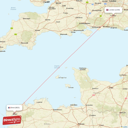 Direct flights from London to Brest (LGW-BES) - Directflights.com