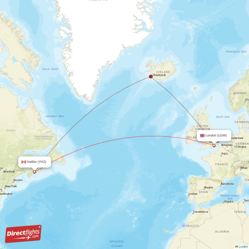 Direct flights from London to Halifax (LHR-YHZ) - Directflights.com
