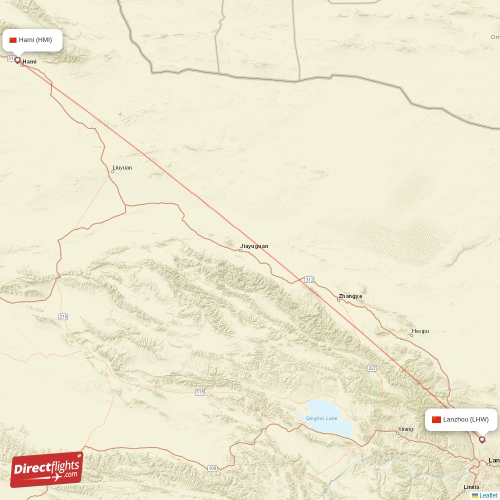 Direct flights from Lanzhou to Hami (LHW-HMI) - Directflights.com
