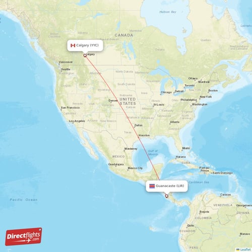 Direct flights from Guanacaste to Calgary, LIR to YYC non-stop - Directflights.com