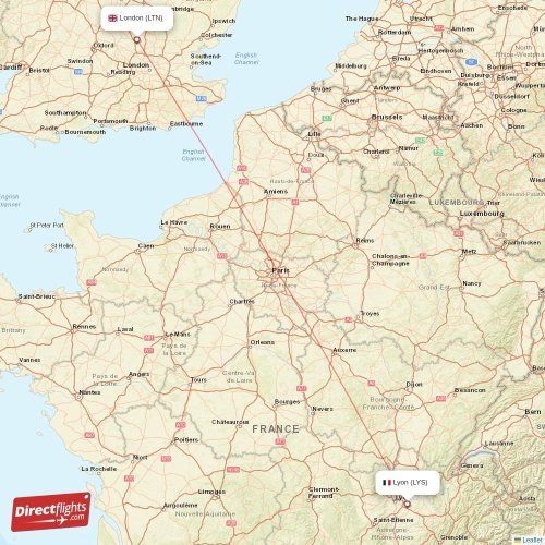Direct flights from London to Lyon (LTN-LYS) - Directflights.com