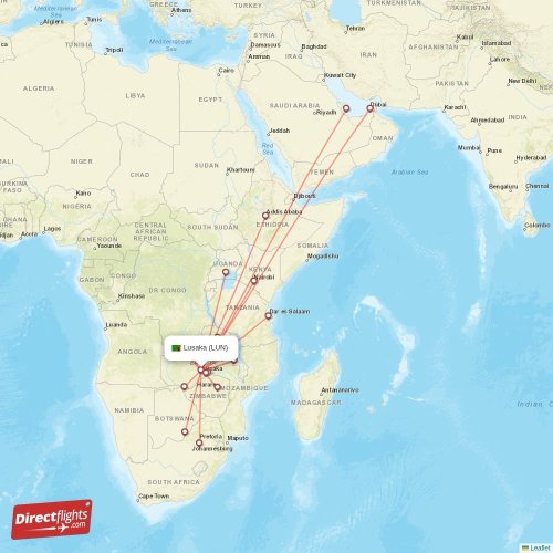 Direct flights from Lusaka - 19 destinations - LUN, Zambia ...