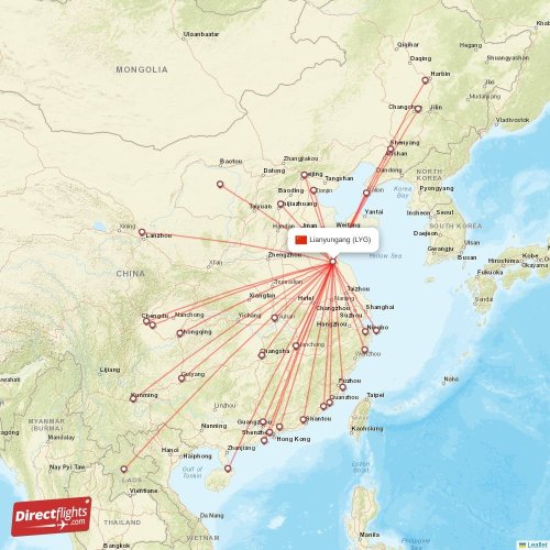 Direct flights from Lianyungang - 28 destinations - LYG, China ...
