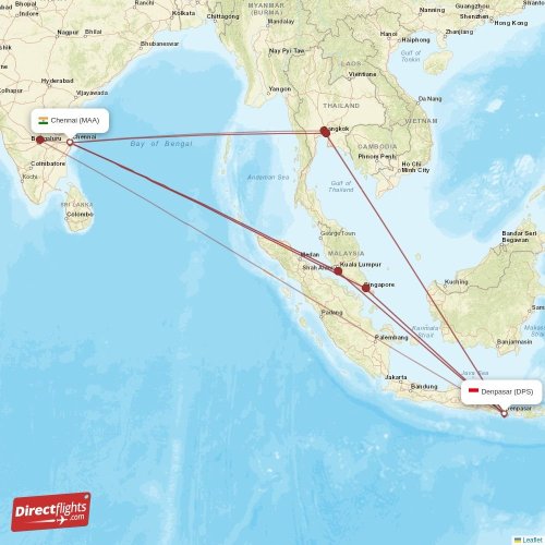 Direct flights from Chennai to Denpasar (MAA-DPS) - Directflights.com