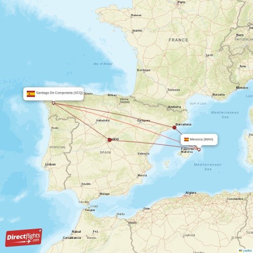 Direct flights from Menorca to Santiago De Compostela (MAH-SCQ ...