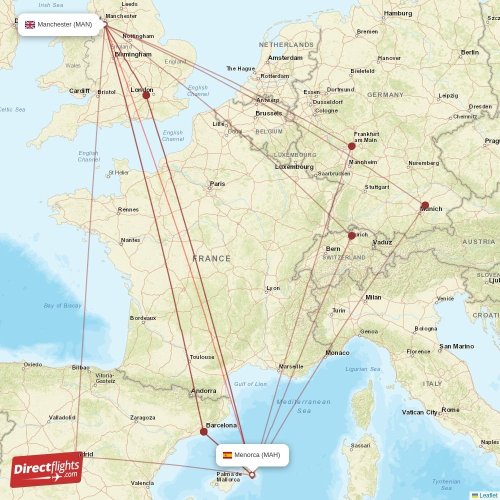 Direct flights from Manchester to Menorca (MAN-MAH) - Directflights.com