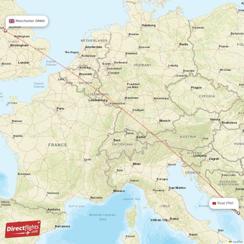 Direct flights from Manchester to Tivat, MAN to TIV non-stop - Directflights.com