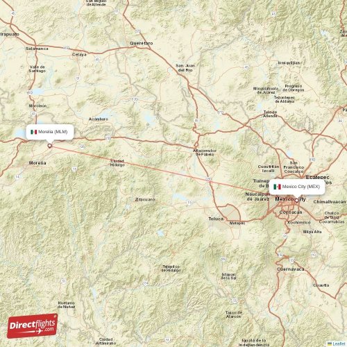 Direct flights from Mexico City to Morelia (MEX-MLM) - Directflights.com