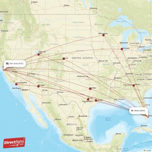 Direct flights from Miami to San Jose (MIA-SJC) - Directflights.com