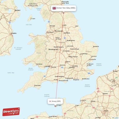 Direct flights from Durham Tees Valley to Jersey (MME-JER ...