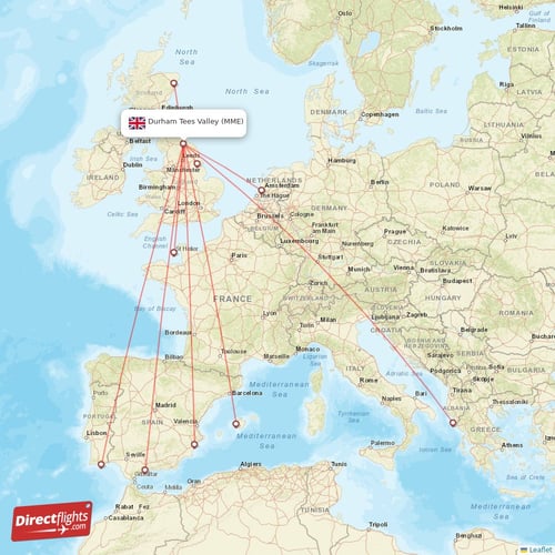 Direct flights from Durham Tees Valley - 9 destinations - MME, United Kingdom - Directflights.com