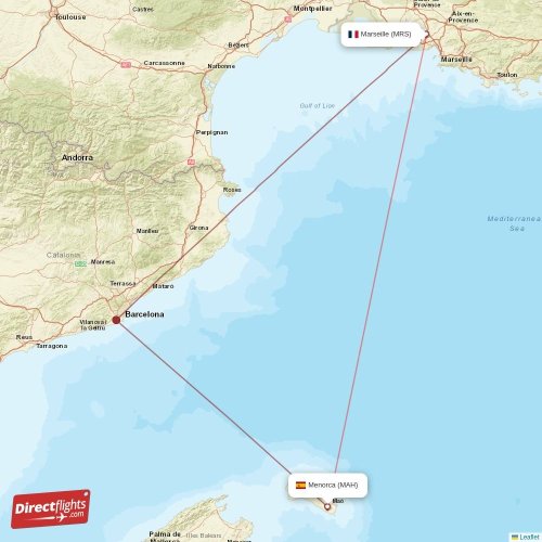 Direct flights from Marseille to Menorca (MRS-MAH) - Directflights.com