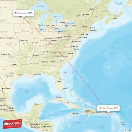 Direct flights from Minneapolis to Saint Thomas (MSP-STT ...