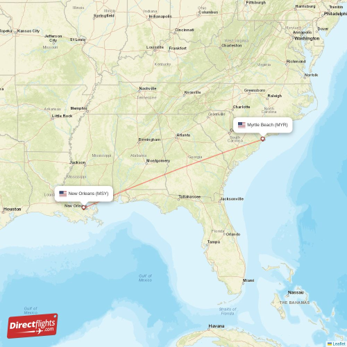 Direct flights from New Orleans to Myrtle Beach (MSY-MYR ...