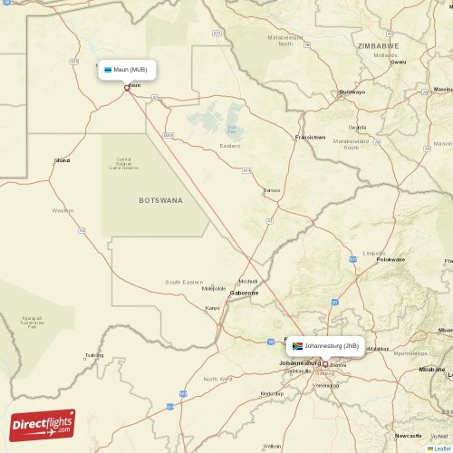 Direct flights from Maun to Johannesburg (MUB-JNB) - Directflights.com