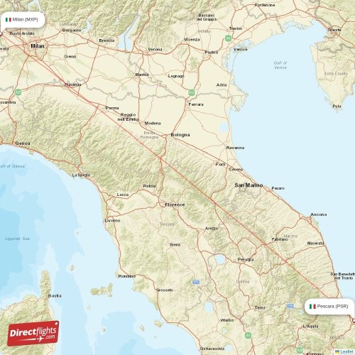 Direct flights from Milan to Pescara (MXP-PSR) - Directflights.com