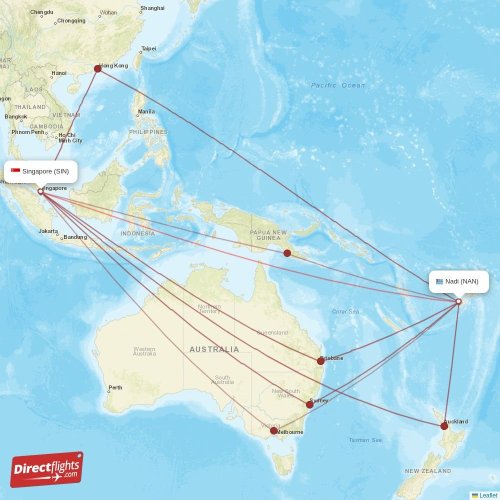 Direct flights from Nadi to Singapore (NAN-SIN) - Directflights.com