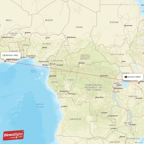 Direct flights from Nairobi to Abidjan, NBO to ABJ non-stop - Directflights.com