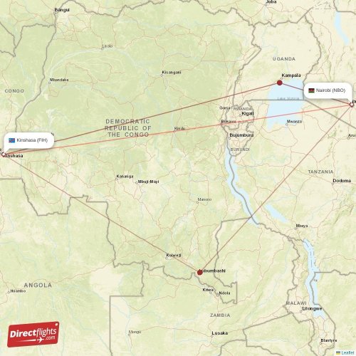 Direct flights from Nairobi to Kinshasa, NBO to FIH non-stop ...