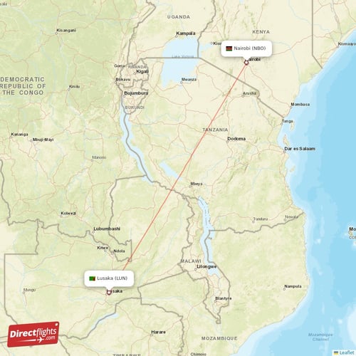 Direct flights from Nairobi to Lusaka, NBO to LUN non-stop ...