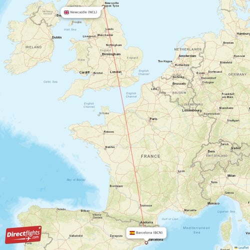 Direct flights from Newcastle to Barcelona, NCL to BCN non-stop - Directflights.com