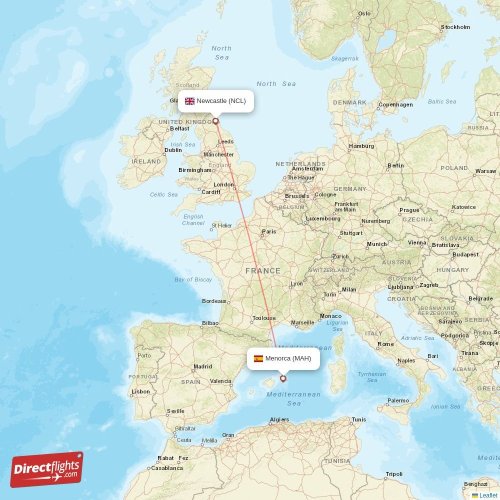 Direct flights from Newcastle to Menorca (NCL-MAH) - Directflights.com