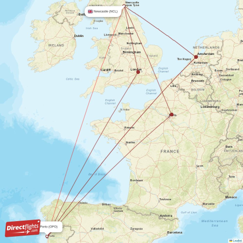 Direct flights from Newcastle to Porto (NCL-OPO) - Directflights.com