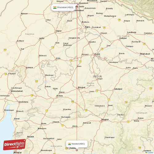 Direct flights from Nanded to Ghaziabad (NDC-HDO) - Directflights.com