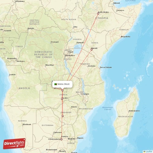 Direct flights from Ndola - 8 destinations - NLA, Zambia ...