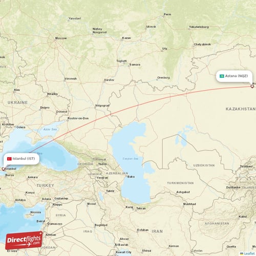 Direct flights from Astana to Istanbul, NQZ to IST non-stop - Directflights.com