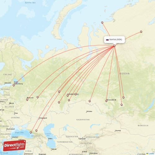Direct flights from Noril'sk - 11 destinations - NSK, Russia ...