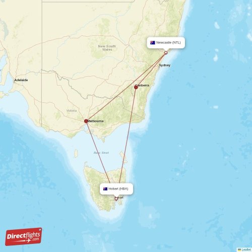 Direct flights from Newcastle to Hobart (NTL-HBA) - Directflights.com