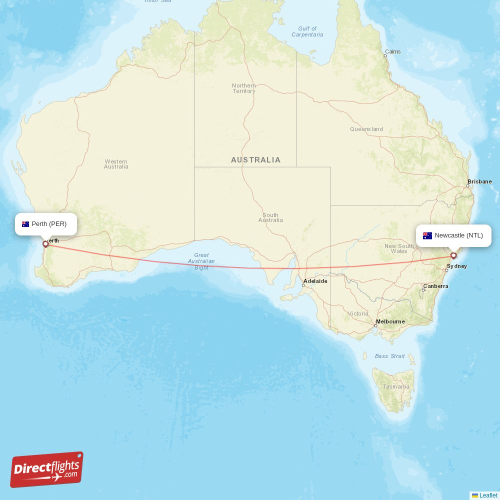 Direct flights from Newcastle to Perth (NTL-PER) - Directflights.com