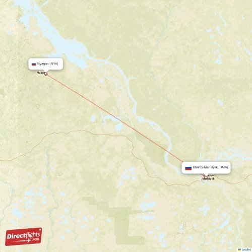 Direct flights from Nyagan to Khanty-Mansiysk, NYA to HMA non-stop ...