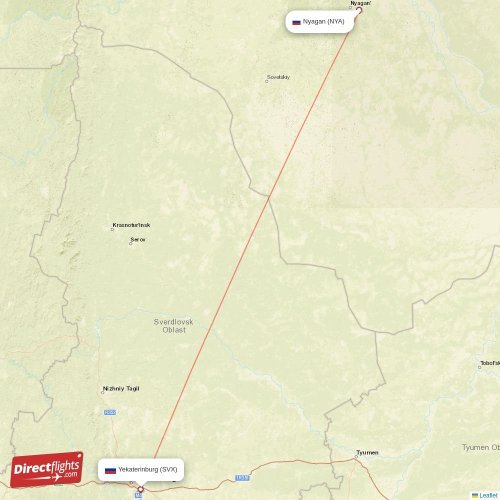 Direct flights from Nyagan to Yekaterinburg, NYA to SVX non-stop ...