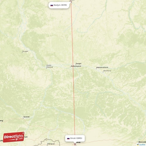 Direct flights from Nadym to Omsk (NYM-OMS) - Directflights.com