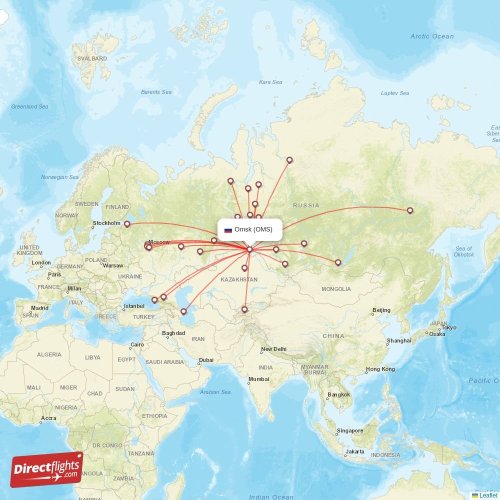 Direct flights from Omsk - 23 destinations - OMS, Russia ...