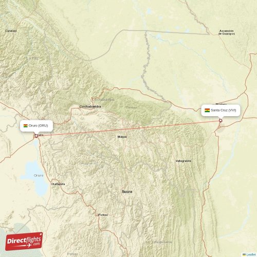Direct flights from Oruro to Santa Cruz (ORU-VVI) - Directflights.com