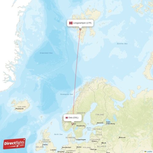 Direct flights from Oslo to Longyearbyen (OSL-LYR) - Directflights.com