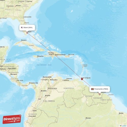 Direct flights from Paramaribo to Miami, PBM to MIA non-stop ...